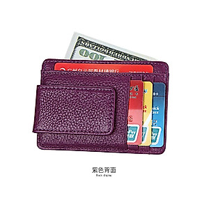 JNKET RFID Blocking Slim Money Clip Genuine Leather Minimalist Front Pocket Wallet for Men Women (Purple)