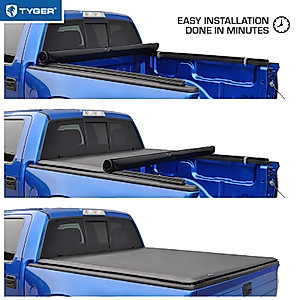 Tyger Auto T1 Soft Roll Up Truck Bed Tonneau Cover Compatible with 2014-2021 Toyota Tundra | Fleetside 5.5' Bed (66") | TG-BC1T9041 , Black