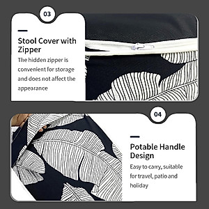 DYTXIII Inflatable Ottoman Stool D21 xH9 for Outdoor/Indoor Use, Water Repellent Patio Foot Rest Stool with Portable Handle,Round Pouf Ottoman Suitable for Garden,Deck and Camping - Stripe Grey