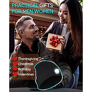 Rechargeable LED Beanie Hat with Flashlight - Unisex Winter Knitted Headlamp Cap for Men and Women