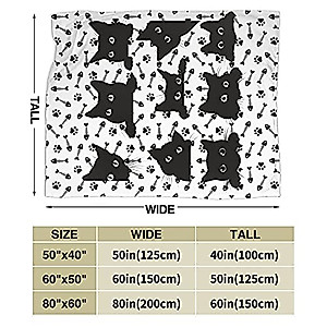 Cute Black Cat Throw Blanket Soft Lightweight Warm Flannel Comfort Gift Throws Bedding for Home Bed Sofa Couch Travel