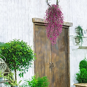 RECUTMS Artificial Hanging Plants Fake Hanging Vines Boston Fern Greenery Hanging Wall Plants for Home Room Garden Wedding Outside Decoration (Fuchsia 4P)