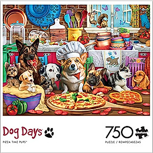 Buffalo Games - Pizza Time Pups - 750 Piece Jigsaw Puzzle & Beachcombers - 750 Piece Jigsaw Puzzle Multicolor, 24" L X 18" W