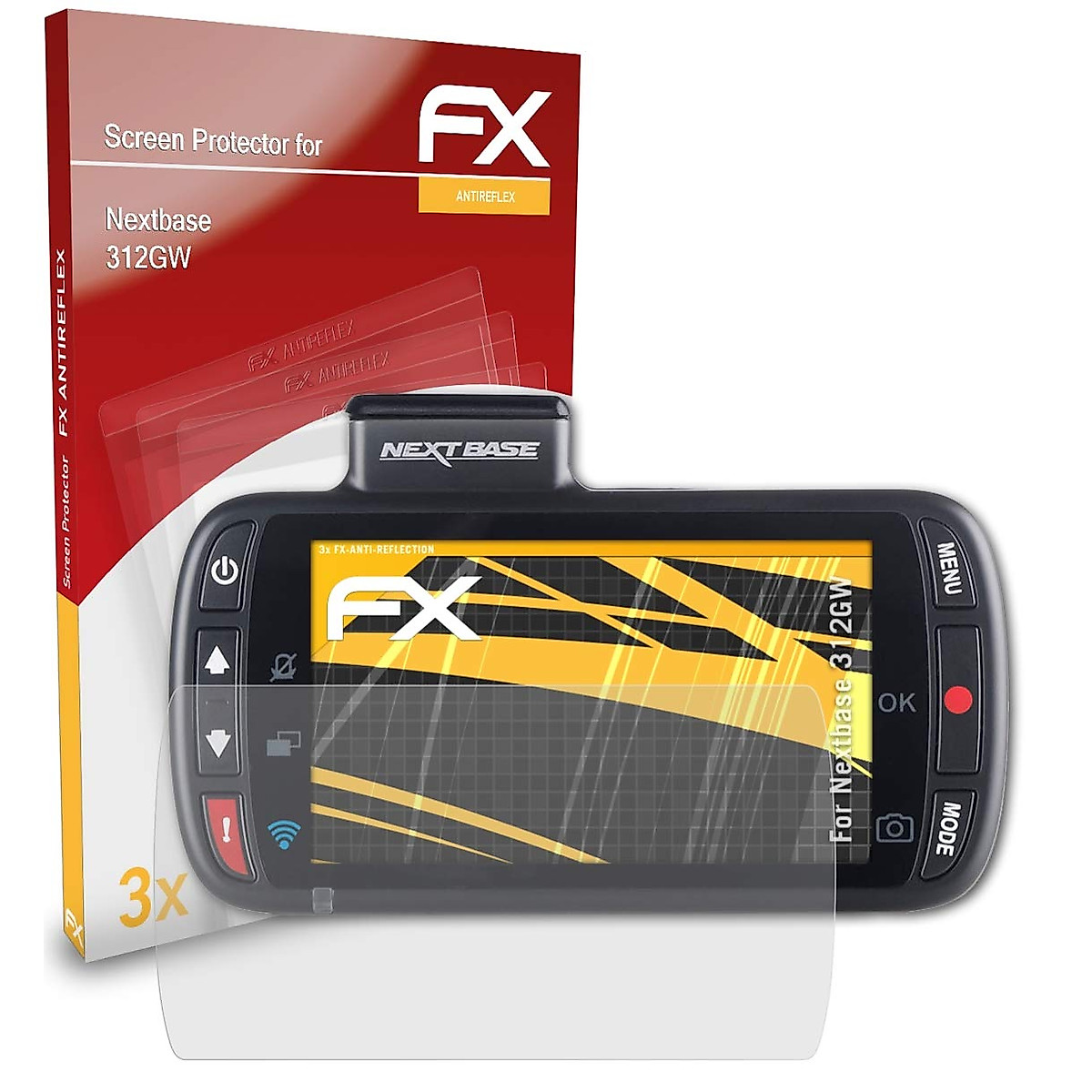 atFoliX Screen Protector compatible with Nextbase 312GW Screen Protection Film, anti-reflective and shock-absorbing FX Protector Film (3X)