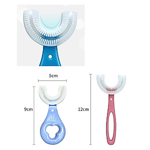 CUKEYOUZ Kids U-Shaped Toothbrush,Food Grade Soft Silicone Brush Head, Manual Tooth Brush 360° Oral Teeth Cleaning Design for Toddlers and Children (Ages 6-12)