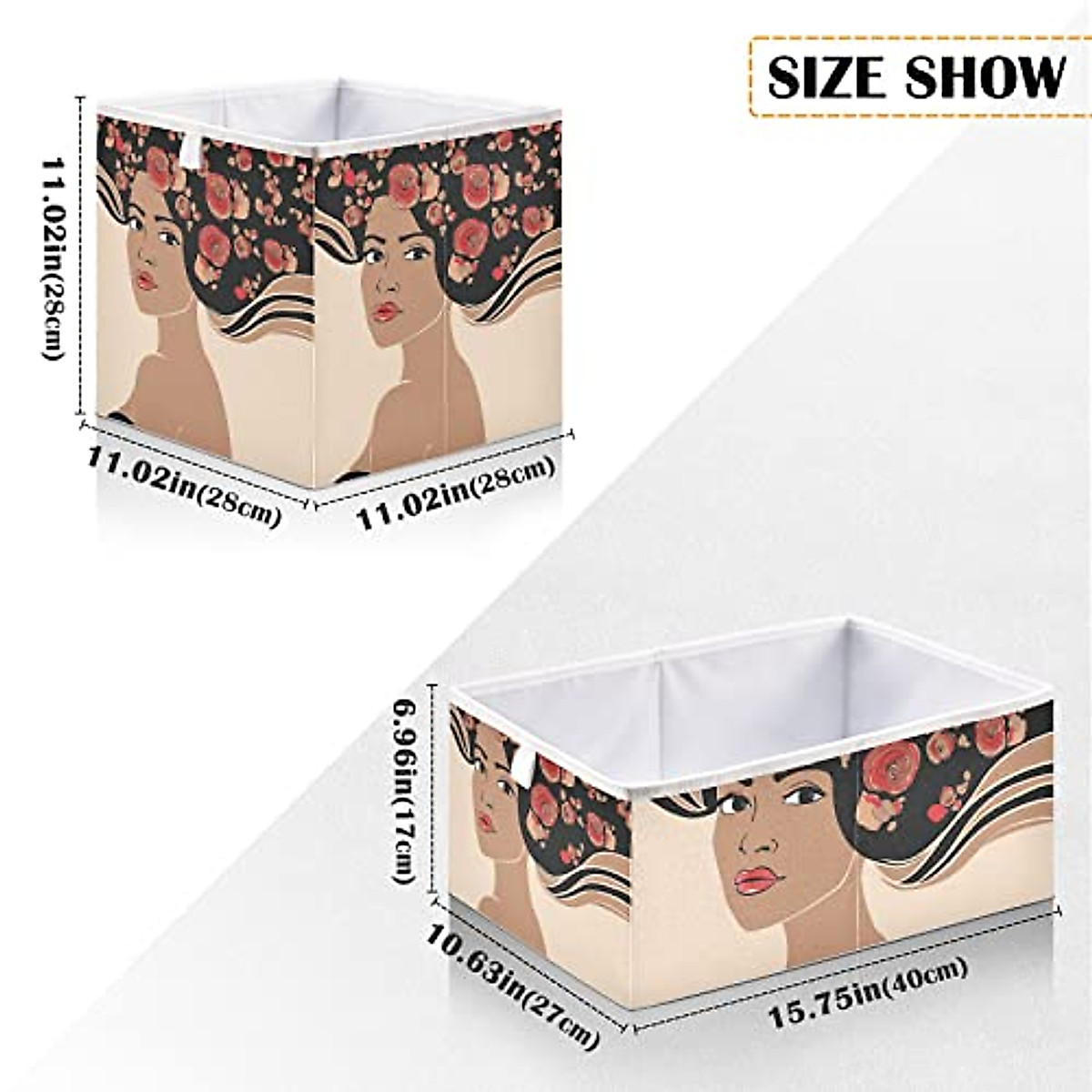 Girl Hair Roses Storage Basket Storage Bin Square Collapsible Toy Bins Clothes Toys Bin Organizer for Childrens Toys Playroom