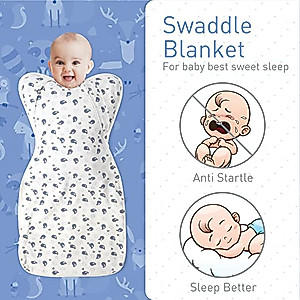 Knirose Swaddle Blanket Sleep Sack with Arms Up Design Help Baby Self-Soothing 2 Packs, 3-Way Transitions to Arms-Free Wearable Sleeping Bag for Newborn Baby Snug Fit Calms Startle Reflex Better Sleep