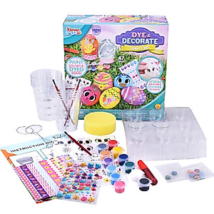 Klever Kits 47 Pcs Easter Egg Dye Decorating Kit Gift with Painting Crafts, Stickers for Kids Boys Girls Easter Creativity Activity, Party Decor, Party Favor