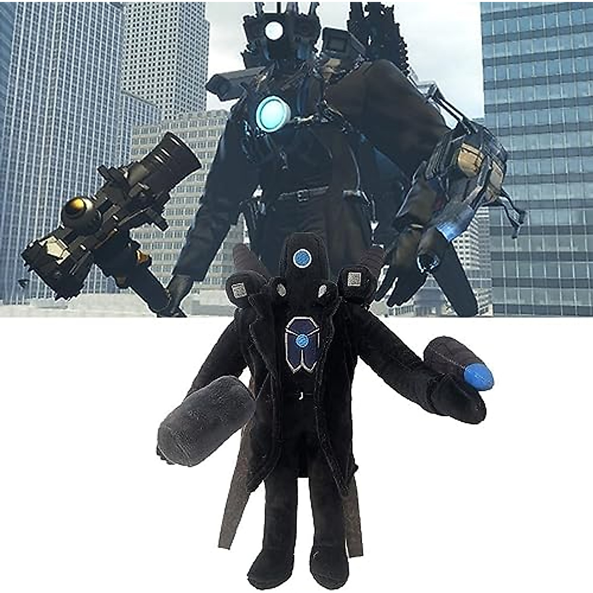 New Upgraded Titan Cameraman Plush, 2023 New Skibidi Toilet Titan Cameraman Plush Toy, Funny Stuffed Anime Game Speakerman Boss Plush Doll Figure, Soft Stuffed Plushie Pillow for Kids Fans Aldults