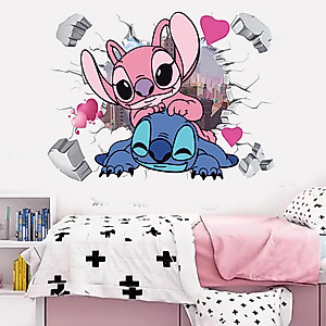 GXFCDYJ 3D Hole Wall Decals Cartoon Kids Wall Stickers Living Room Birthday Baby Room Background Decoration(15.7 in x 23.6 in)