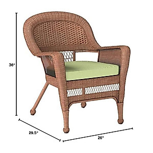 Jeco Wicker Chair with Green Cushion, Set of 2, Honey/W00205-