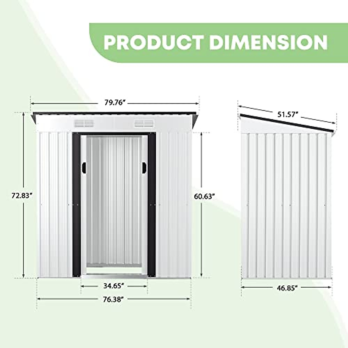 JAXPETY 4' x 6' Large Outdoor Storage Shed Box, Backyard Garden Steel Utility Tool Sheds Lawn Building Garage Organizer w/ Sliding Door, Inclined Roof, 2 Vents, Gray