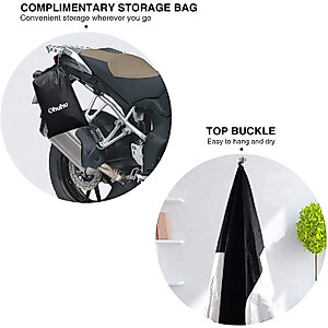 Motorcycle Cover, Ohuhu All Season Waterproof Snowproof Motorbike Covers with Lock Holes, Fits up to 108" Motors Bikes Scooters for Honda, Yamaha, Suzuki, Harley, Kawasaki(XX Large), Black-Silver