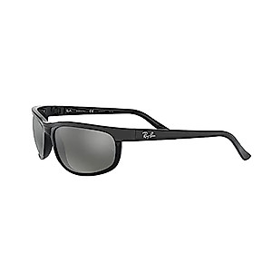 Ray-Ban Men's RB2027 Predator 2 Rectangular Sunglasses, Black/Polarized Dark Grey, 62 mm