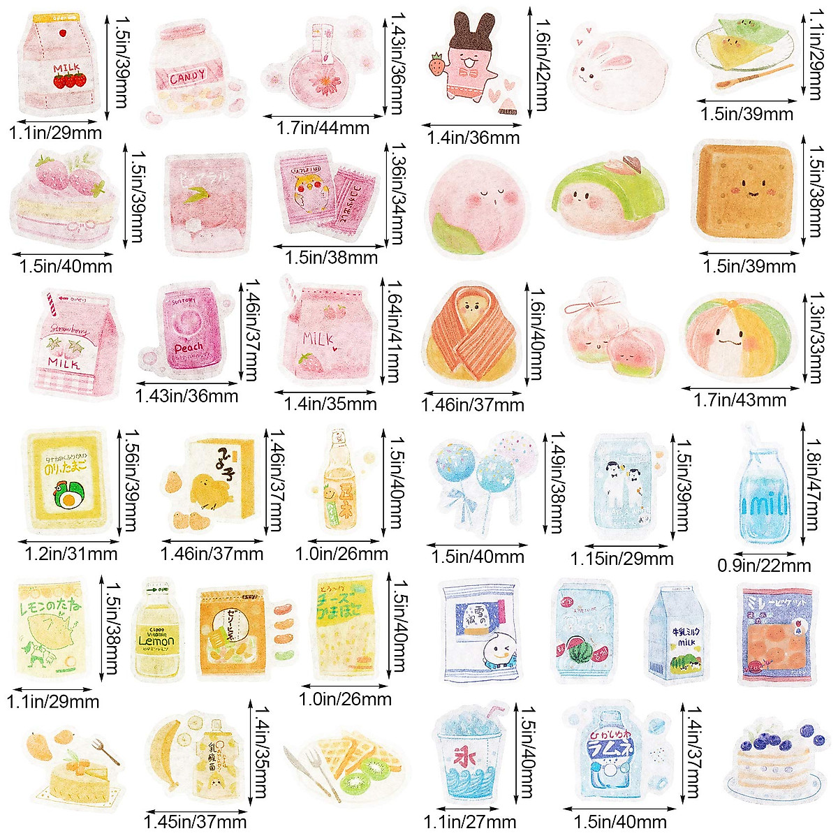 PAGOW 160Pcs Cheese Yogurt Scrapbooking Stickers
