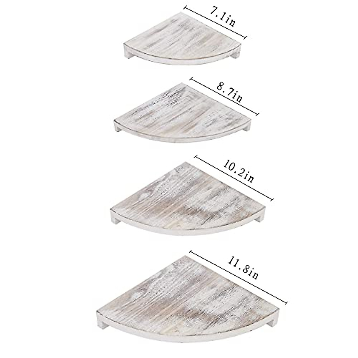 WGFKVAS Corner Shelf Wall Mounted Set of 4, White Corner Shelves, Floating Corner Bookcase, Wall Storage Shelves for Wall Decor Living Room, Bedroom, Bathroom, Rustic, Solid Wood