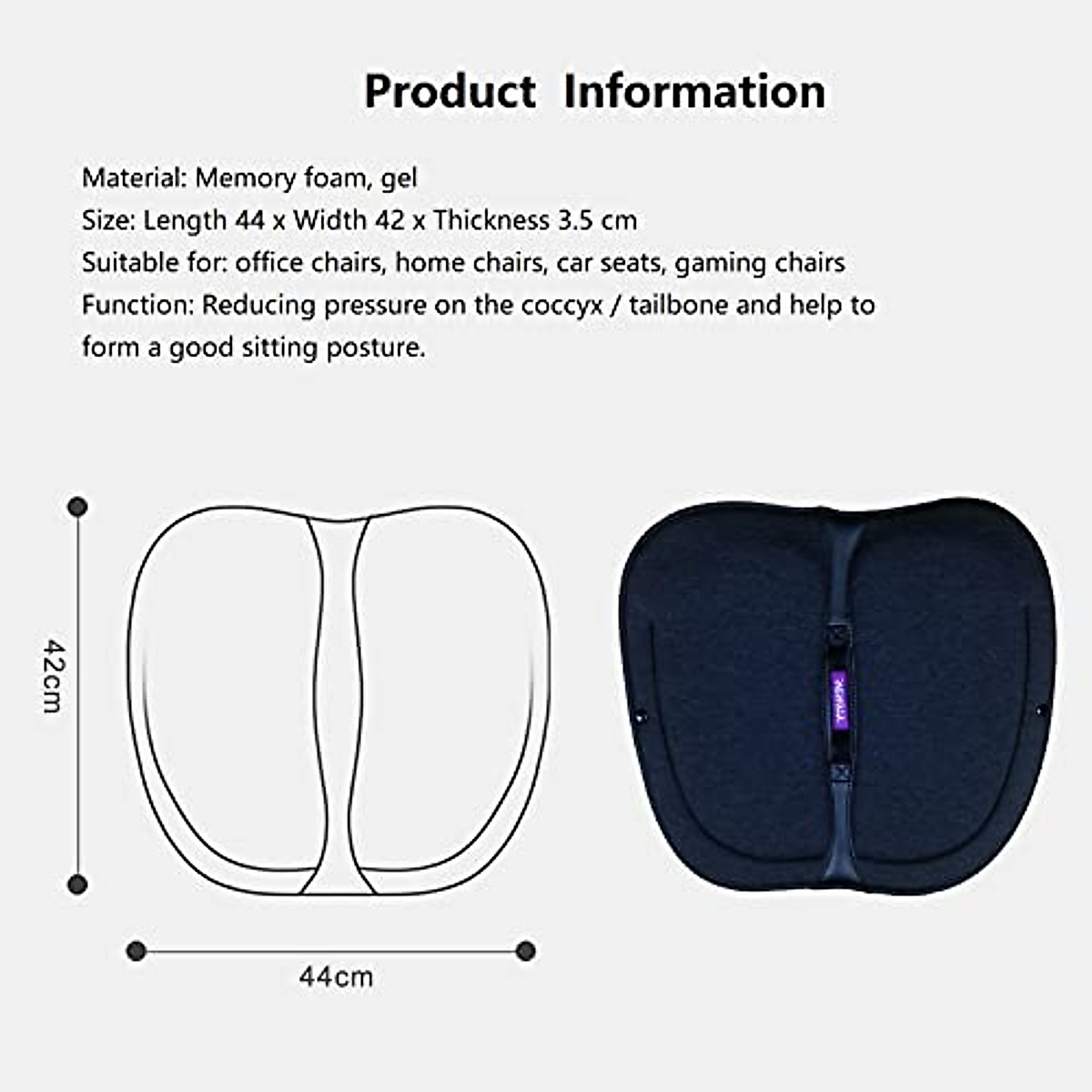 Newsty Gel Seat Cushion, Upgraded Foldable Office Chair Seat Cushion Orthopedic Car Seat Cushion for Back, Coccyx, & Tailbone Pain Relief Expecially for Long Sitting