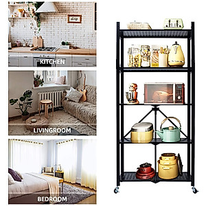 Malson Metal Storage Rack with Wheels, 5-Tier Storage Shelf Heavy Duty Storage Shelving Unit and Metal Organizer Wire Rack for Home Office Kitchen Bathroom Organization