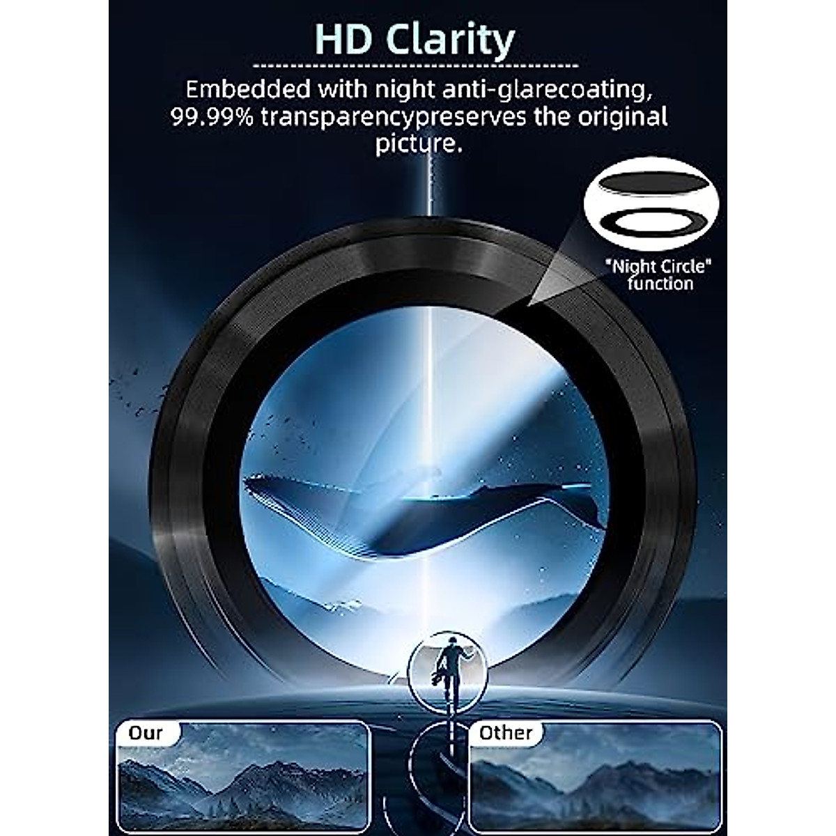 ZXZone [2Packs For Samsung Galaxy Z Fold5 Lens Protector, Premium Tempered Glass Glitter Diamond Metal Camera Lens Protector for Samsung Galaxy Z Fold 5 (Black)
