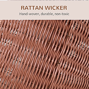 PawHut Elevated Cat Bed with Rotatable Egg Chair Pod, Cat Basket Bed with Thick Cushion, Natural Mat Grass Woven Kitty House, Brown