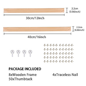 Caydo 2 Pack Canvas Stretcher Bars Kit, 12x16 Inch Removable Canvas Wooden Frames for Prints, Oil Paintings, Paint by Numbers & Poster