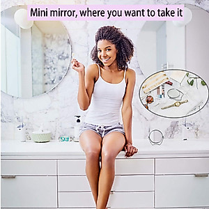 WMugthome Two-Sided 4-In/6-in with Handle Portable Round Makeup/Travel/Desk Mirror with 1X and 3X Magnification(Silver, 6inch)