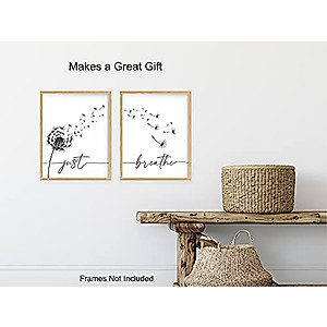 Just Breathe Wall Art - Inspirational Quotes Wall Decor - Encouragement Gifts for Women - Positive Quotes Wall Decor - Uplifting Gifts for Women - Bedroom Wall Art - Living Room Wall Art 8x10 Unframed