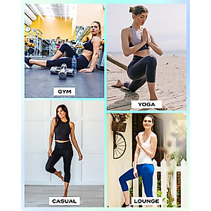 TNNZEET Capri Leggings for Women - Tummy Control Black Leggings with Pockets High Waisted Yoga Pants Workout Cycling Leggings