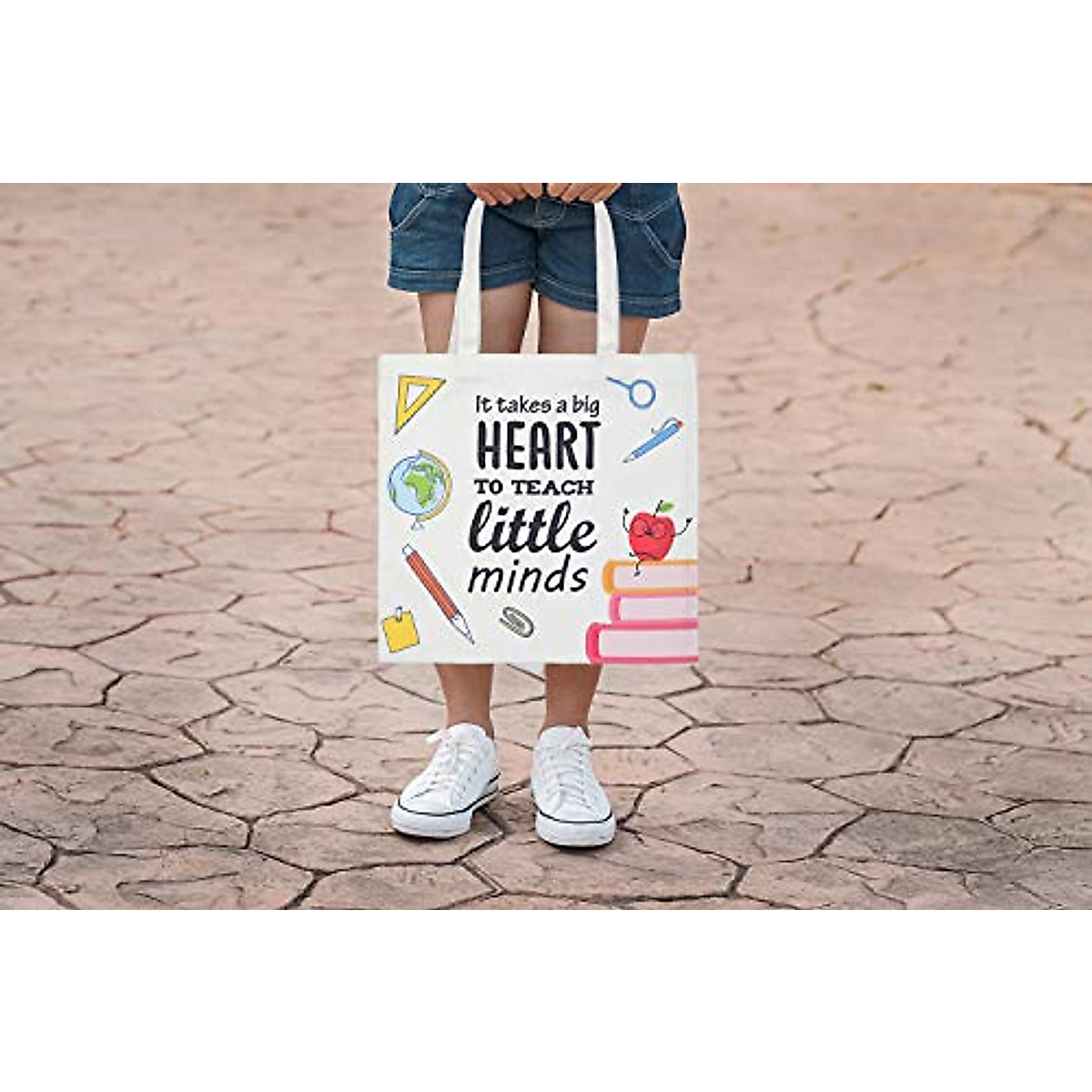 Teacher Appreciation Gifts - Teaching Tote Canvas  Bag for Men Women,It Takes A Big Heart To Teach Little Minds 