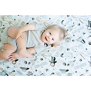 Everyday 2 Pack Fitted Crib Sheet, 100% Soft Breathable Microfiber Sheets, Fits Standard Size Crib Mattress 28in x 52in, Nursery Sheet – Astronauts + Light Green, Multicolor (LA_01_ALG)