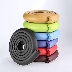 Baby Proofing Edge Corner Protector, 6.6Ft Baby Safety Desk Table Edge Guard Strip Proof Corner Guards, L-Shaped Kids Protection Bumper Anti-Collision Strip Beige 2 Meters + 4 Meters Tape