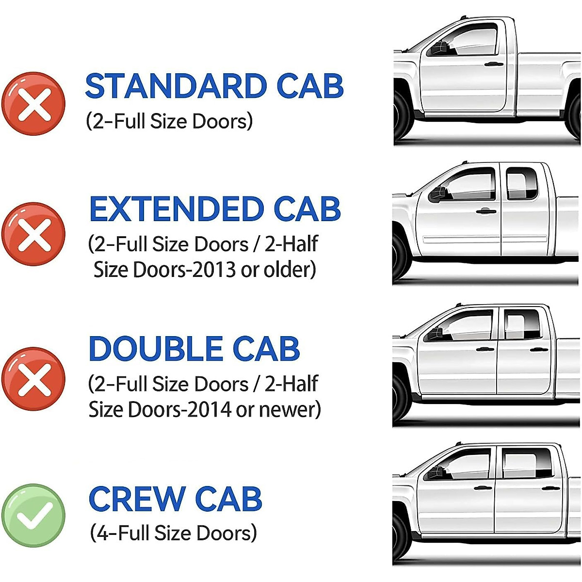 Window Visors Rain Guards for 2007-2013 Chevy Silverado/GMC Sierra 1500/Avalanche Crew Cab, Window Vent Wind Deflectors Visors Shades for 2007-2014 Silverado/Sierra 2500HD-3500HD/Suburban/Yukon XL