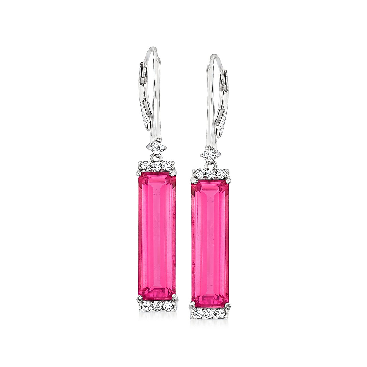 Ross-Simons 12.29 ct. t.w. Pink and White Topaz Drop Earrings in Sterling Silver