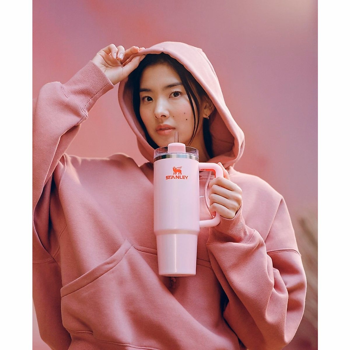 Stanley Quencher H2.0 Tumbler with Handle and Straw 30 oz | Flowstate 3-Position Lid | Cup Holder Compatible for Travel | Insulated Stainless Steel Cup | BPA-Free | Rose Petal Shimmer