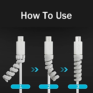 VizGiz 12 Pack Charging Cable Protector Cable Management Organizer Protective Spiral Tube Wire Protectors Cord Sleeve Line Saver for Apple iPhone iPod iPad MacBook Tablet iWatch Android Charger Phone