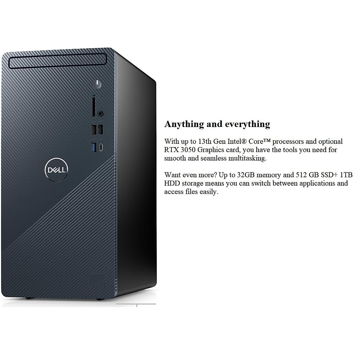 DELL 2023 Inspiron 3020 Tower Desktop Business Computer, 13th Gen Intel Core i7-13700, 64GB RAM, 2TB SSD, Intel UHD 770 Graphics, Bluetooth, WiFi, USB 3.1, Windows 11 Pro - Mist Blue