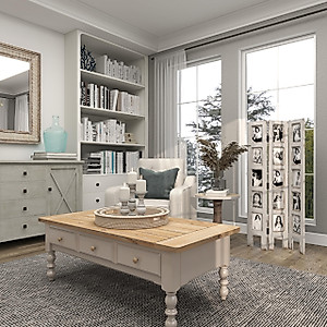 Deco 79 Wooden Partition Room Divider Screen Hinged Foldable Partition 3 Panel Privacy Screen with 15 Photo Slots, Room Partition 27" x 1" x 51", White