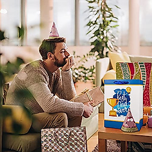 FaCraft Fathers Day Gift Bags with Tissue Paper,13" Large Gift Bag Handle,Best Dad Ever Paper Gift Bag for Husband from Wife,Gift Bag for Father's Day Bithday Anniversary Christmas