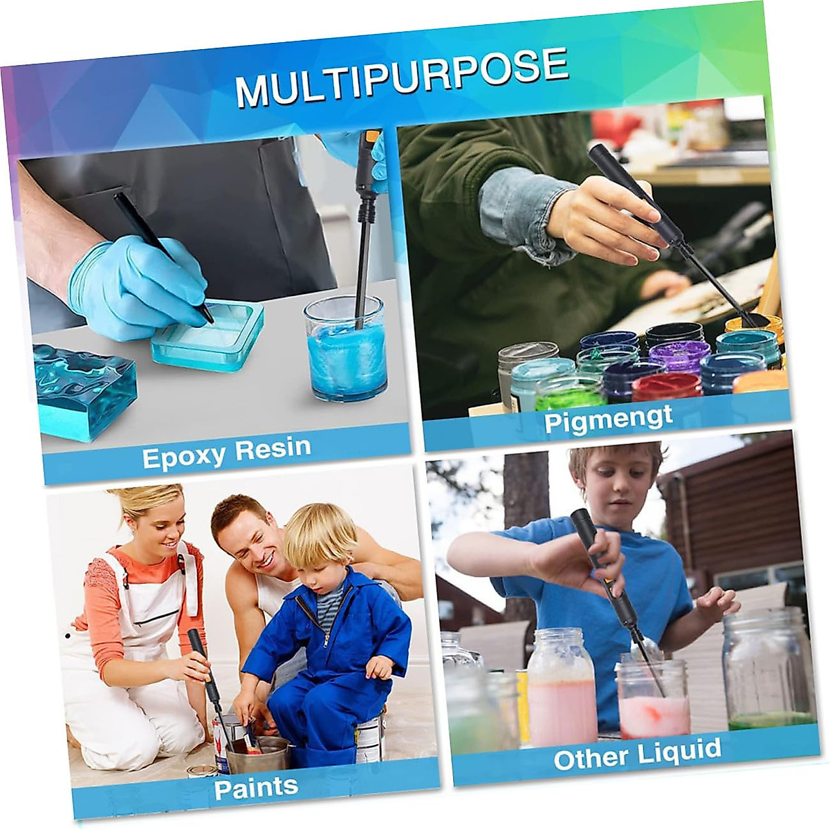 1 Set Epoxy Resin Mixer Drill Paint Mixer Paint Stirrer Resin Mixing Paddle for Drill Resin Stirrer Resin Mixer Paddles Epoxy Mixers Drill Resin Mixer Drill Epoxy Mixer Paddles