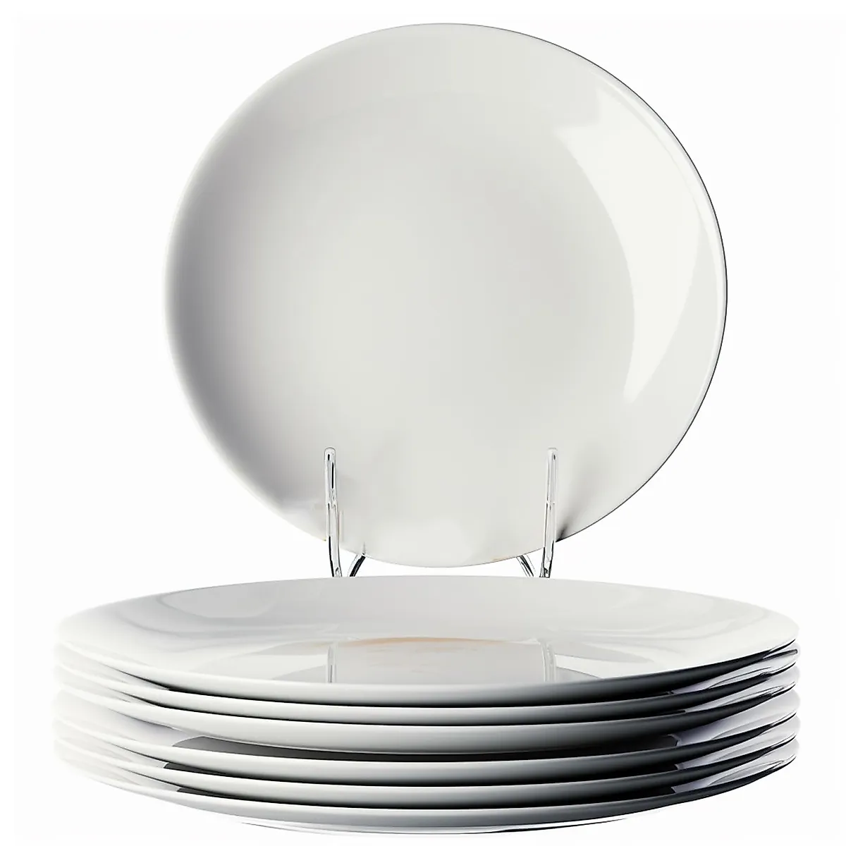 Ygmackin Amazon 8-Piece White Dinner Plates Set, Triple Layer Glass and Chip Resistant, Lightweight Round Plates,Dessert Plate, Dinnerware Set, Winter Frost White, 8.5 inches