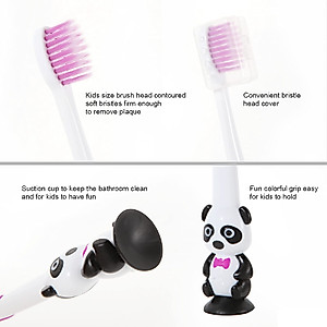 Newday Kids toothbrushes 6 Pack Set Soft Bristles with Suction Cup, Includes Travel Covers, Bear Panda toothbrushes for Kids Boys & Girls, Toddlers &Children Teeth Age 3+