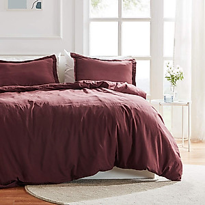 SLEEP ZONE King Size Duvet Cover Cooling NANOTEX Tech with Zipper Closure & 8 Corner Ties - Super Soft & Breathable All Season Comforter Cover Set 3 Pieces (Burgundy, King)