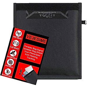 Farday Bag,Signal Isolation Bag,Shield Your Phone/ipad from Hacking,Tracking,and EM Protection Radiation with This Pouch -Shields NFC/WiFi/Bluetooth for Phones,Key Fobs and Credit Card (9.8"X11")