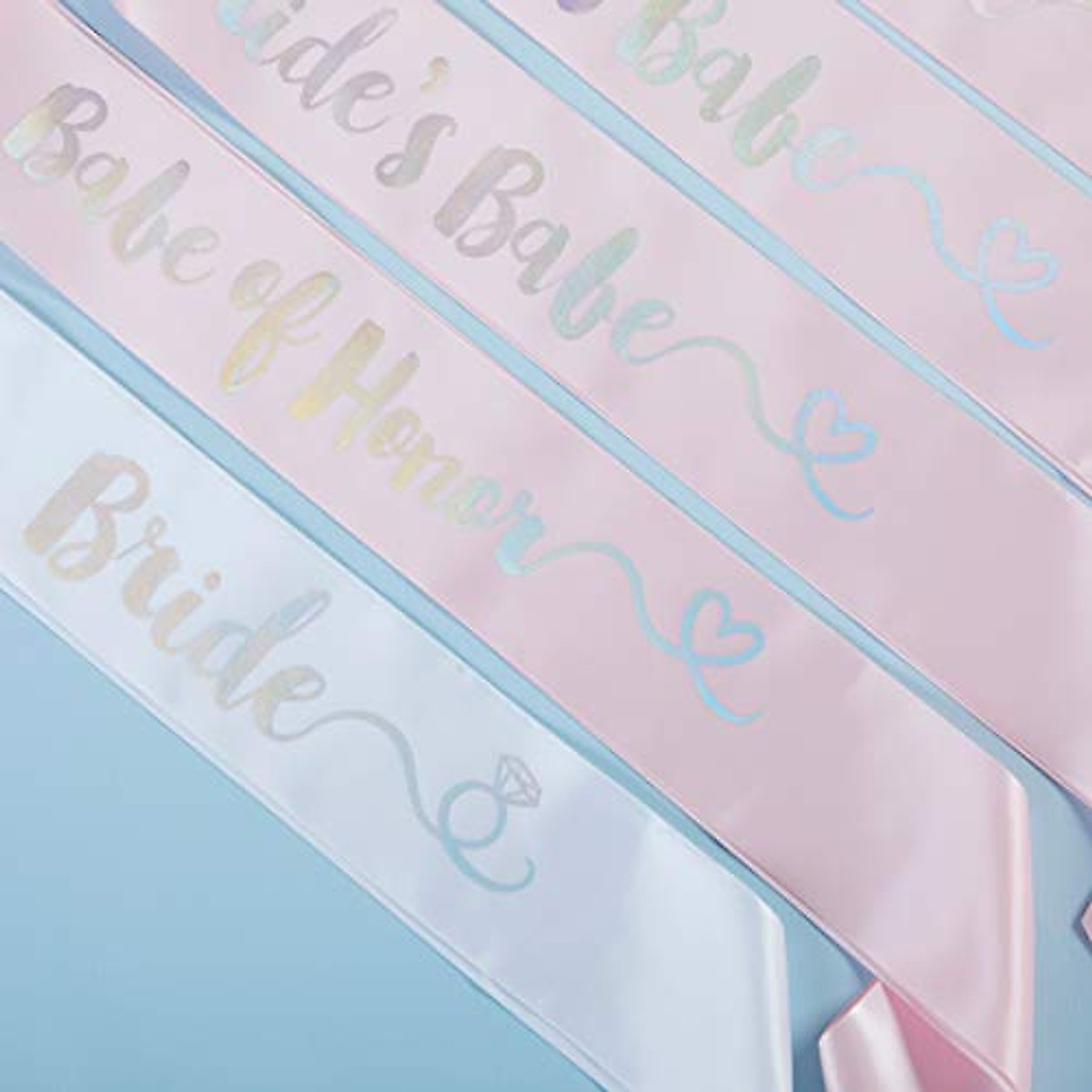Kate Aspen Bachelorette Brides Babes Iridescent Satin Sash (Set of 7) Party Kit, One Size, Pink