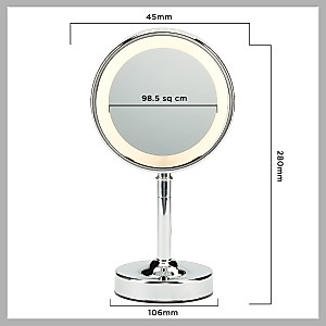 Conair Lighted Makeup Mirror with Magnification, Vanity Mirror, 1X/5X Magnifying Mirror, Double Sided Mirror, Corded in Polished Chrome