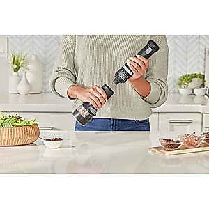 BLACK+DECKER Kitchen Wand Attachment Salt and Pepper Grinder, Adjustable Coarseness (BCKM101SP)