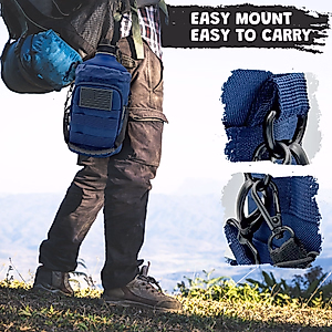 LUNCHALOT 1 Gallon Water Bottle Jug - 128 Oz Insulated Stainless Steel Metal Water Bottle with Holder - Carrying Bag - Spout Handle - Straw Lids - Keep Cold & Hot - Blue Tactical Flask