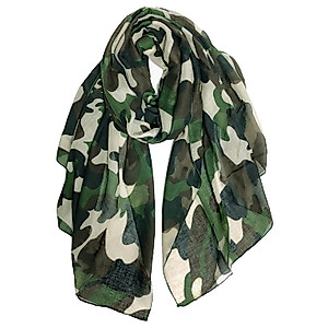 GERINLY Scarves - Lightweight Travel Scarf Camouflage Print Shawl Wrap Army Sport Fan Accessories (Army Green)
