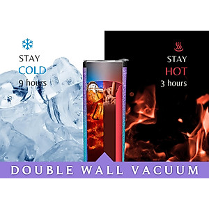 Onebttl Knitting Gifts for Women, Crochet Lovers - Knitting Queen - 20oz/590ml Stainless Steel Insulated Tumbler with Straw & Lid, Crochet Gift for Birthday, Christmas (Glitter Purple Blue)