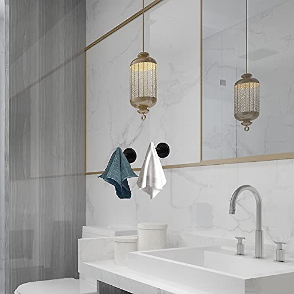 MENGTUTOO Bathroom Towel Hooks Robe Hook Holder Heavy Duty Wall Hooks SUS 304 Stainless Steel Coat Hook for Kitchen, Bathroom, Shower Wall Mounted Hanging Hooks Matt Black